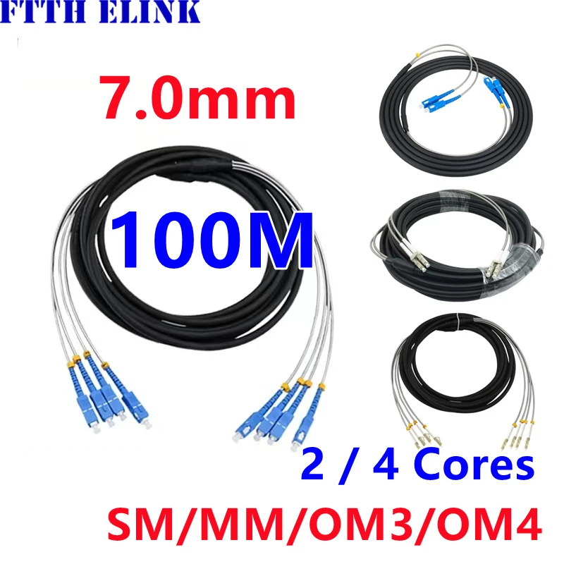 100m 2C 4C Outdoor CPRI Fiber optic Patch cord SM OM3 OM4 OM2 LC SC FC ST 2 cores 2 fibers cable ...