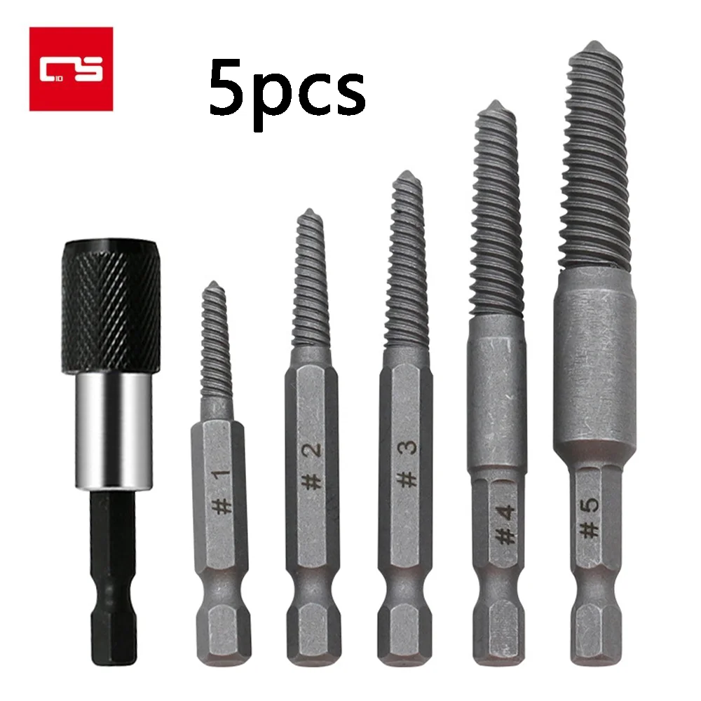 5pcs-Hex-Screw-Extractors-Tool-Center-Drill-Bits-Guide-Set-Damaged-Bolt ...