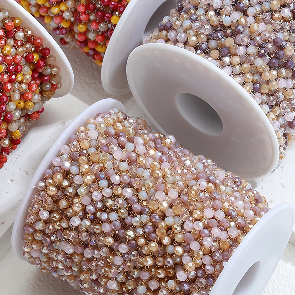 1meter Crystal Stone Stainless Steel Chain Red Purple Beaded Chains for ...