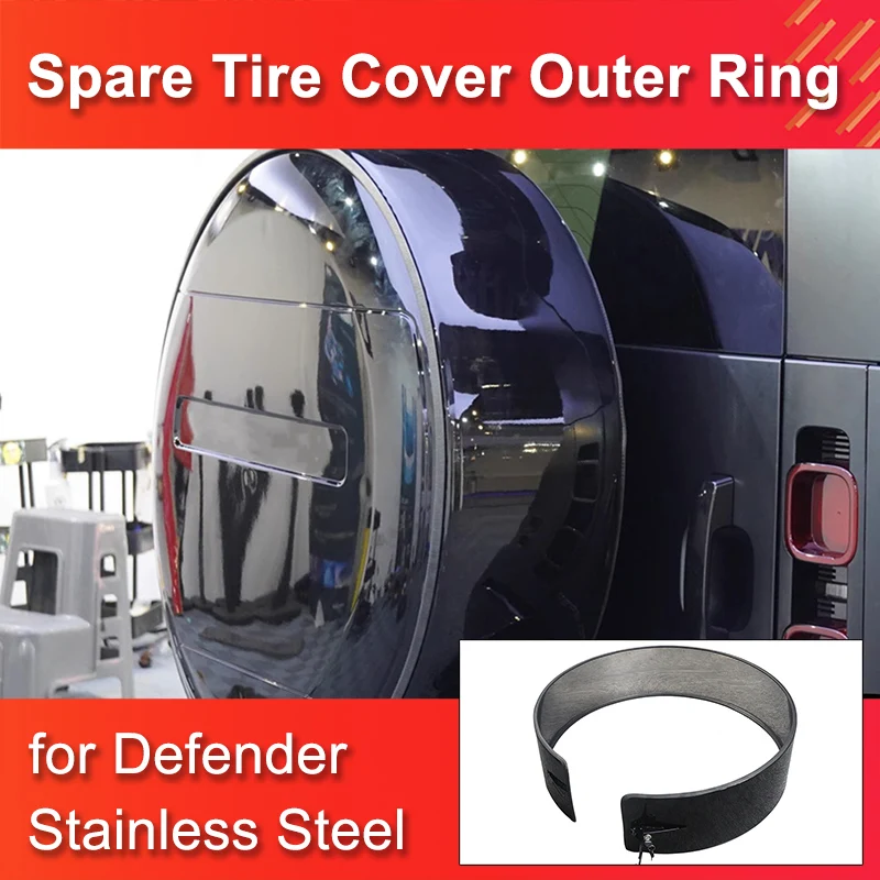 Spare Tire Cover Stainless SteelOuter Ring for Land Rover Defender 90 ...