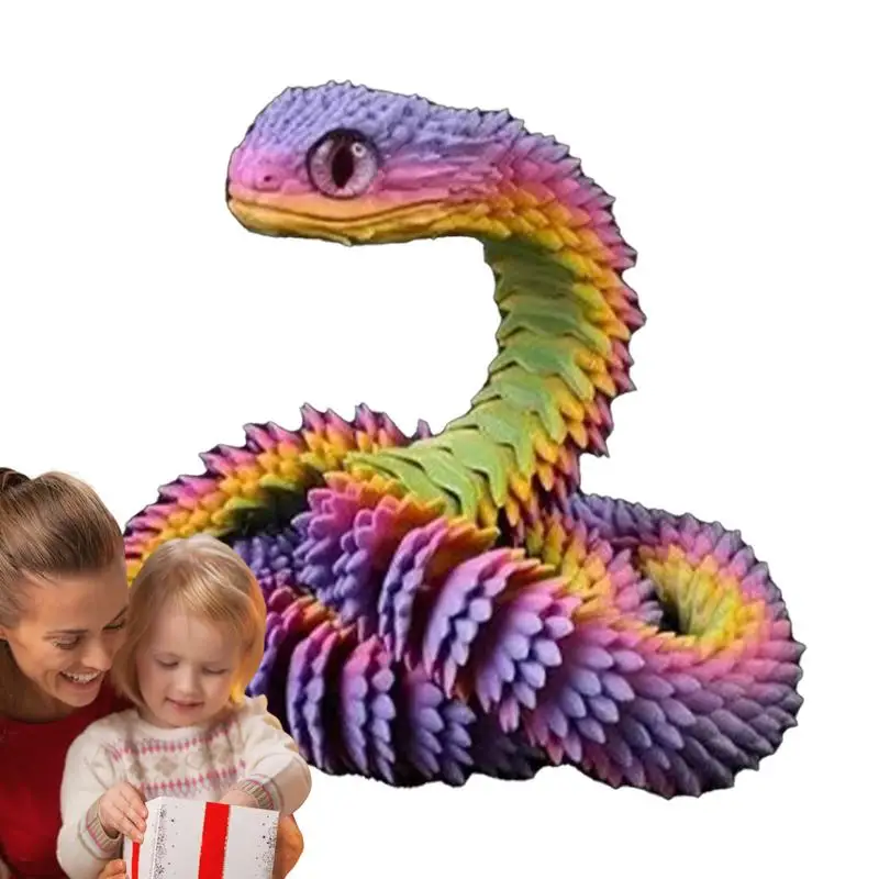 3D-Printed-Snake-Fidget-Toys-Crystal-Dragon-Flexible-Joints-Executive ...