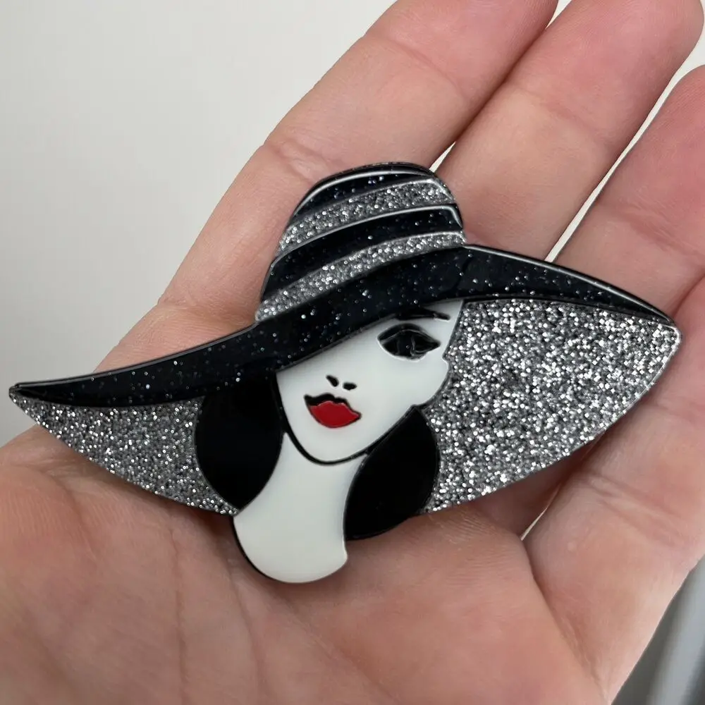 Fashion Acrylic Wearing Widened Hat Lady's Brooches for Women Elegant ...