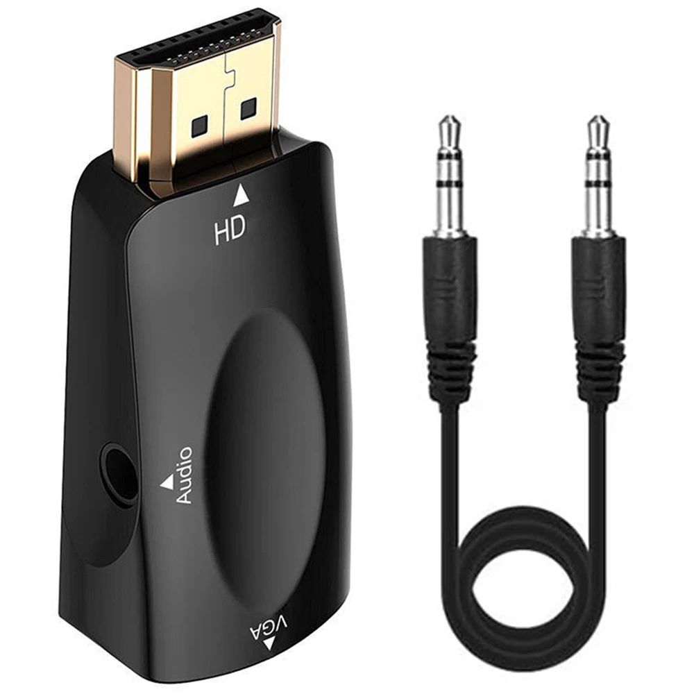 HDMI-compatible-to-VGA-Cable-Adapter-Male-To-Famale-Converter-3-5-mm ...