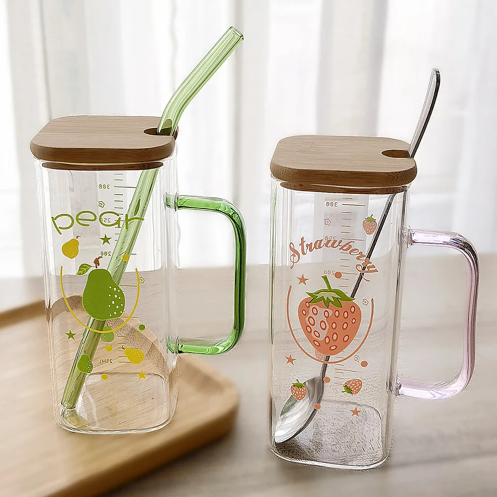 350ML-lovely-glass-cups-square-water-cup-heat-resistant-milk-juice ...
