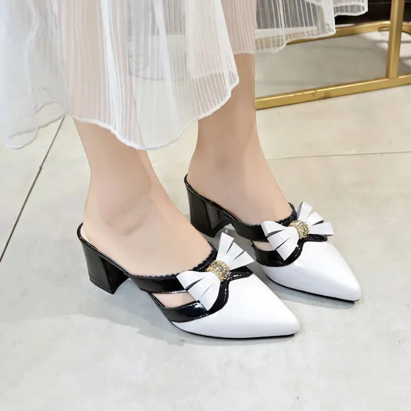 sapatos femininas women cute light weight black white bow tie slip on ...