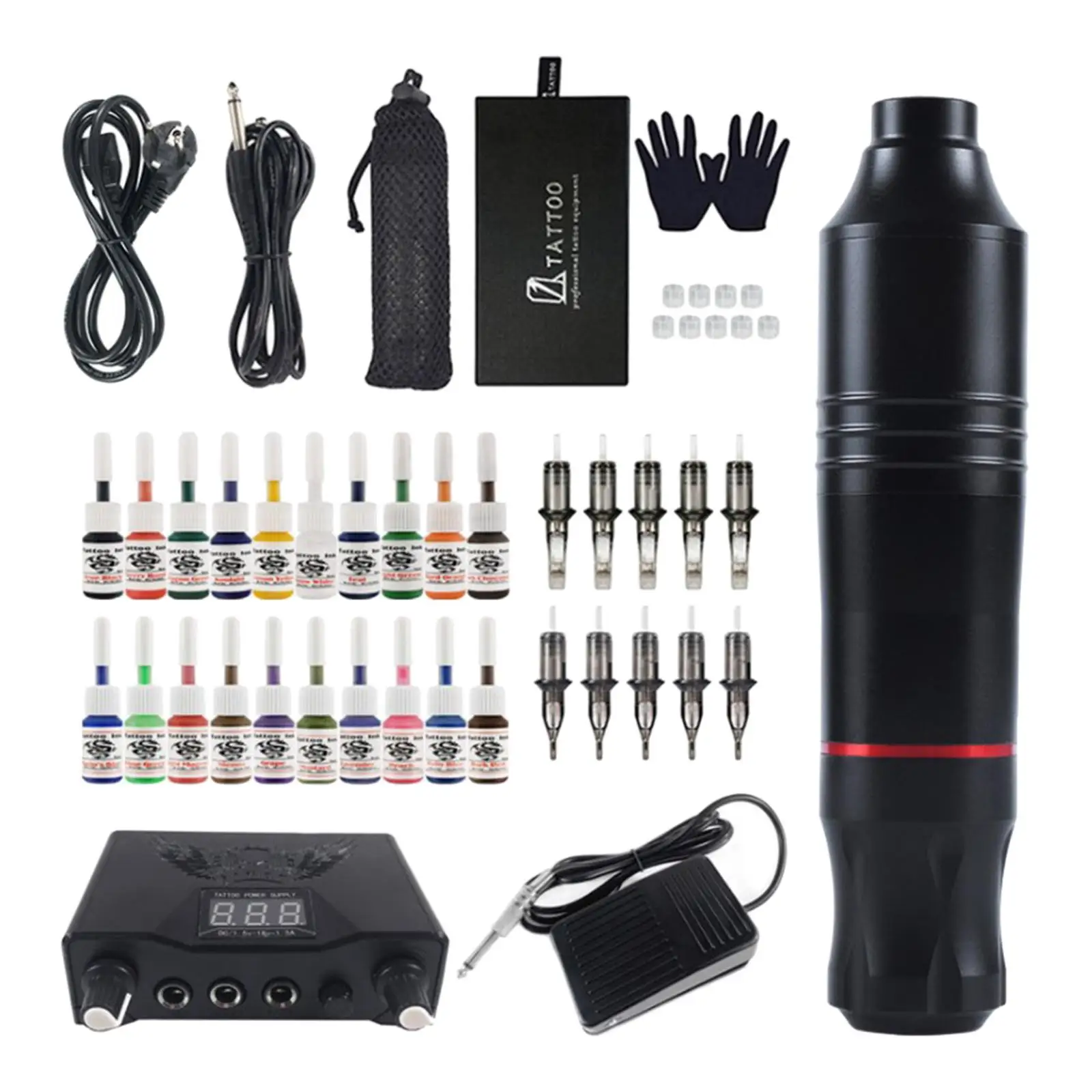 Tattoo Kit Complete Set Rotary Machine Pen with Mixed and Power Supply ...