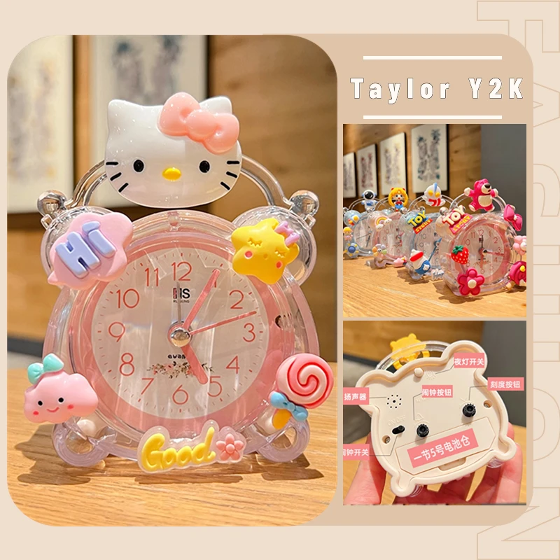 New-Sanrio-Hello-Kitty-Alarm-Clock-Anime-Figure-Y2K-Girls-Silent-Clock ...