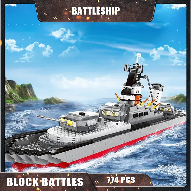 774Pcs-Bricks-Battleship-Model-Building-Blocks-WW2-Military ...