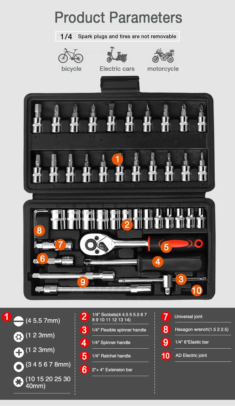 Wrench Set 46 Pcs Tool Kit For Car Tool Screwdriver And Bit Ratchet ...