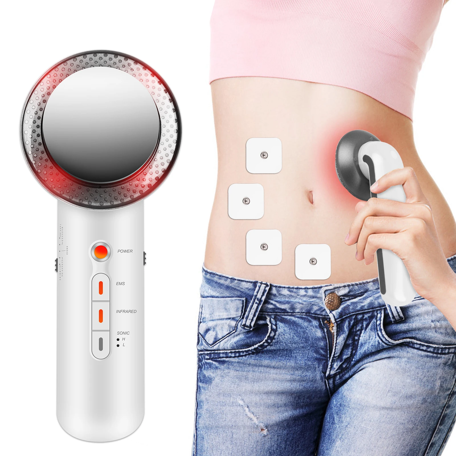 Face Reduction 3 in 1 EMS Infrared Ultrasonic body Massager Anti ...