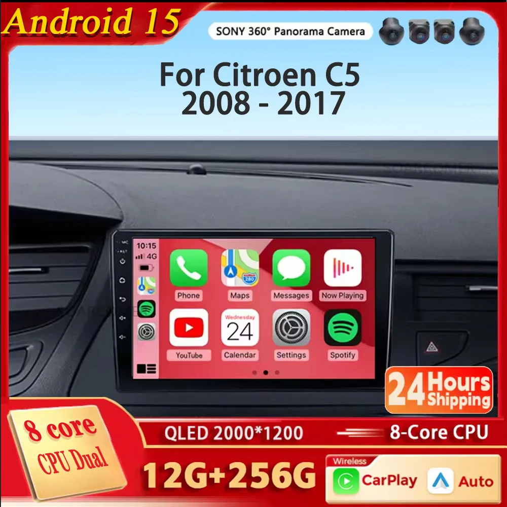 Android 15 Carplay Auto Car Radio Multimedia Player For Citroen C5 2008 ...
