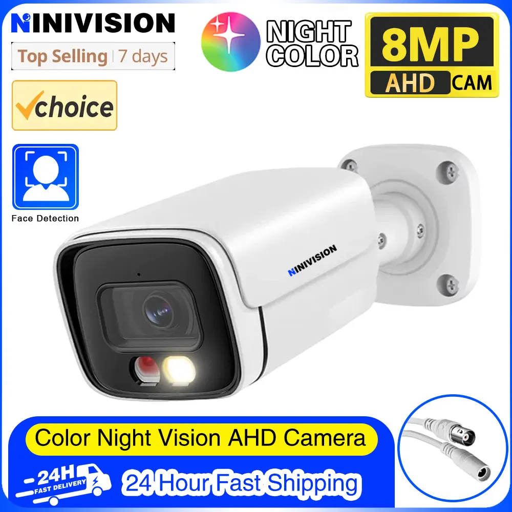 4K AHD Camera Full Color Night Vision CCTV Security Surveillance 8MP ...