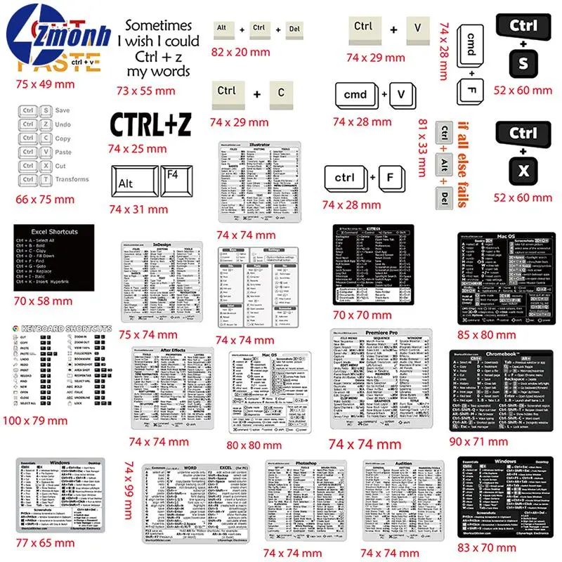 30-Sheets-Windows-PS-WORD-EXCLE-Indesign-Reference-Keyboard-Shortcut ...