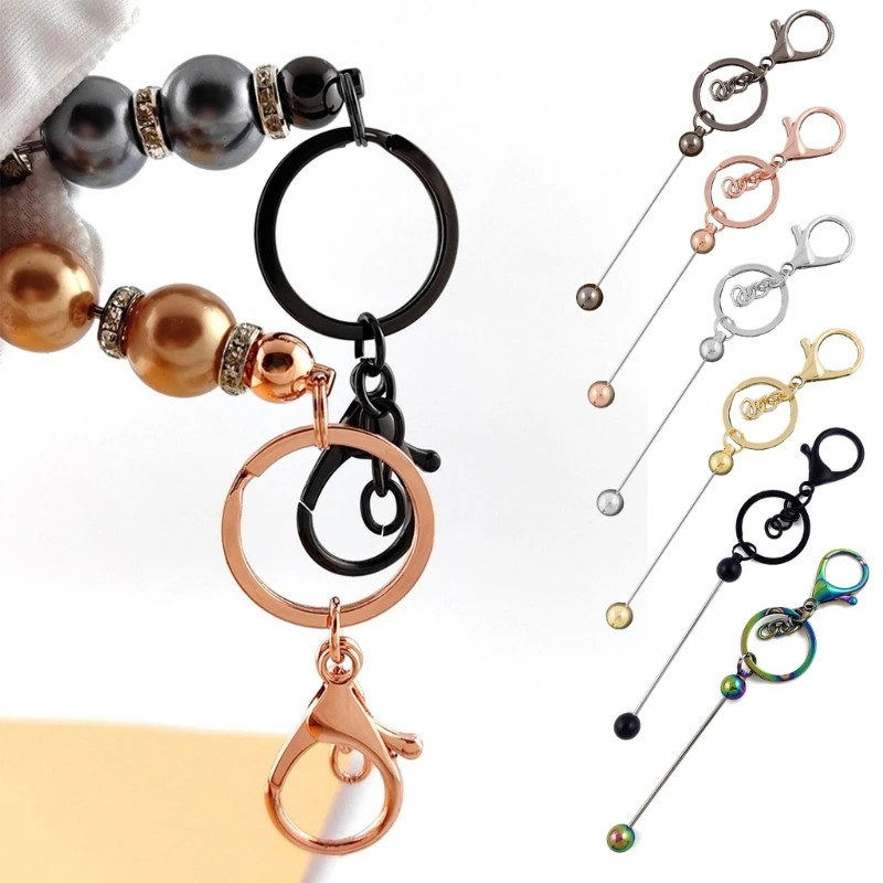 A0KD-Stainless-Steel-Gradual-Color-Beaded-Keyholder-Women-Car-Keychain ...