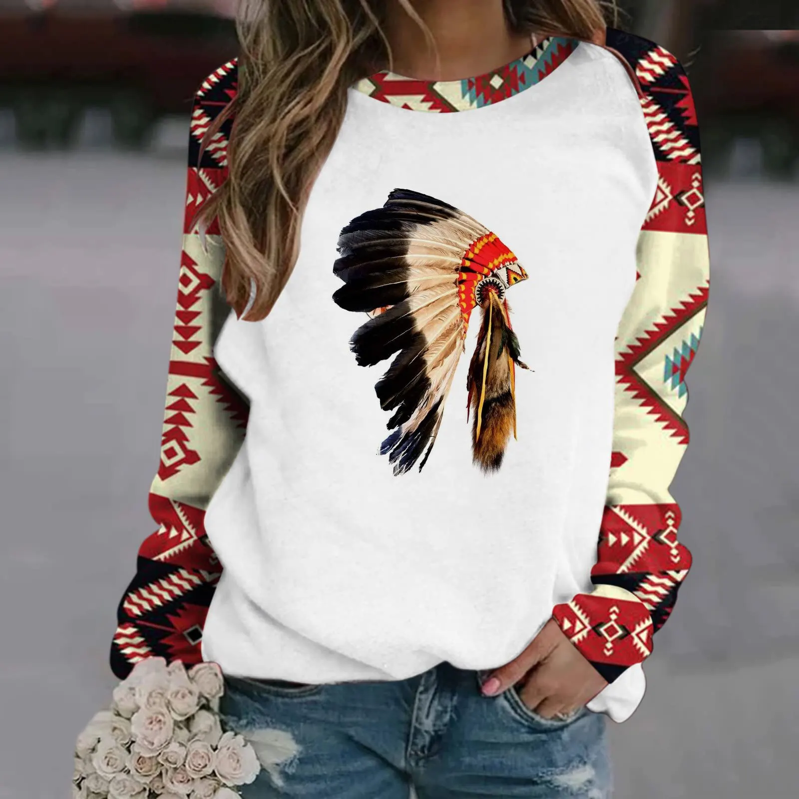 Sudadera-con-capucha-de-estilo-indio-para-mujer-su-ter-de-cuello ...