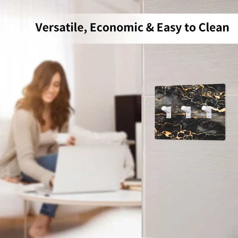 Custom Black Gold Marble Triple Switch Panel | Gifts Flash