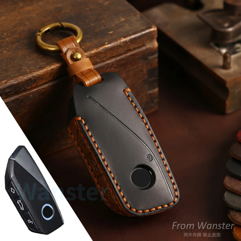 New Genuine Leather Car Key Case Smart Remote Key Protect Cover Shell ...