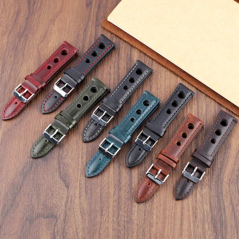 Handmade-Crazy-Horse-Leather-Watch-Strap-18mm-20mm-21mm-22mm-Oil-Wax ...