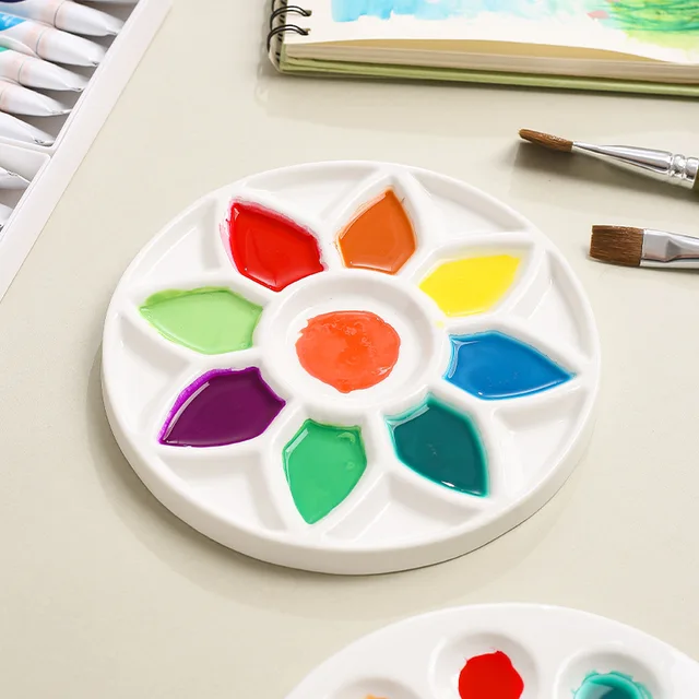 Easy Clean Paint Tray Ceramic Watercolor Palette With Floral Patterns ...