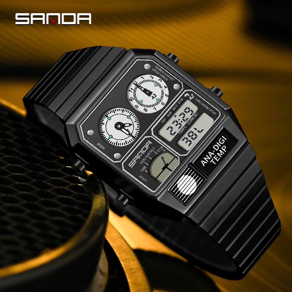 2024 novo sanda 3192 led eletrônico quadrado juventude casual contagem ...