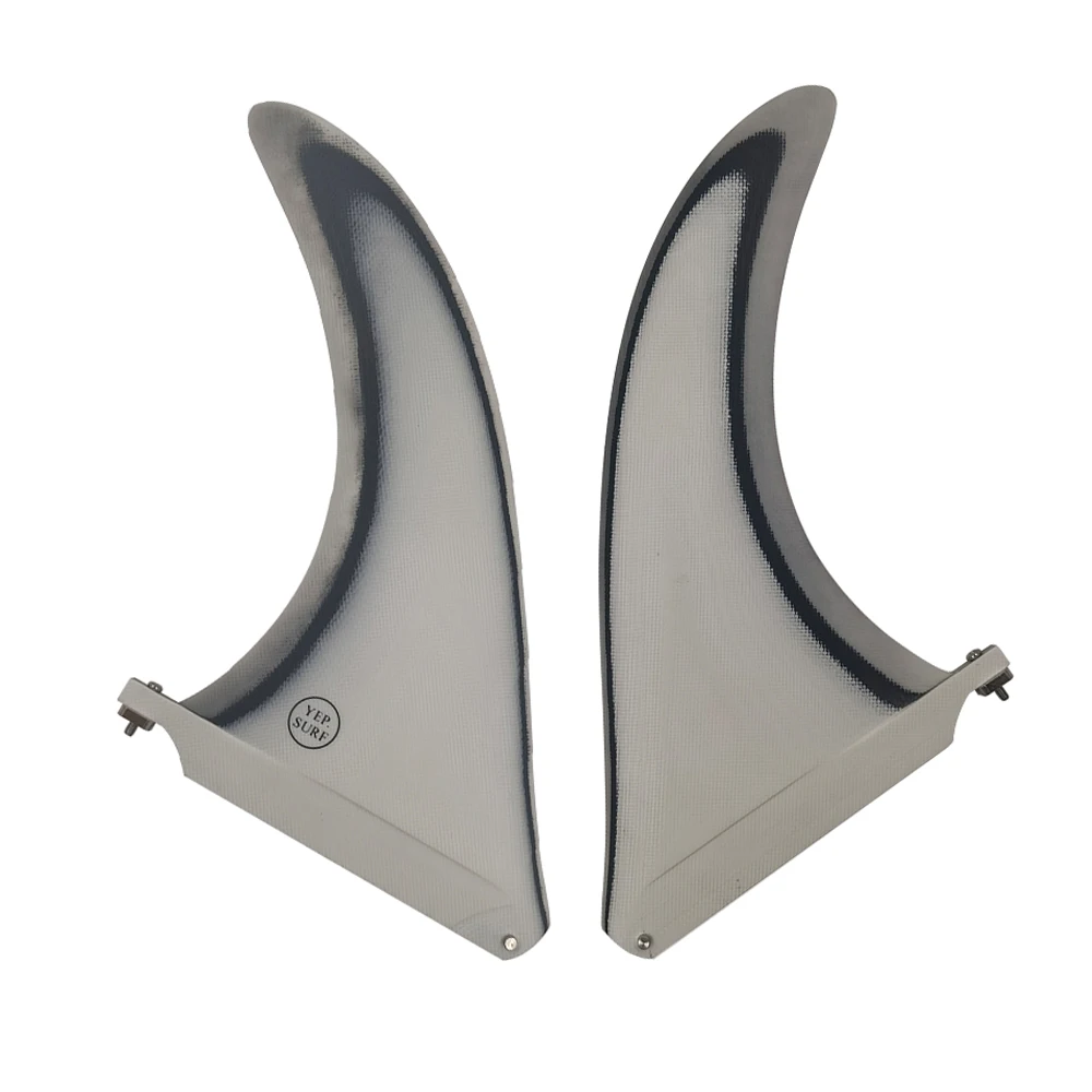 8-9Length-Longboard-Fin-White-With-Black-Quilha-Fibreglass-Central ...