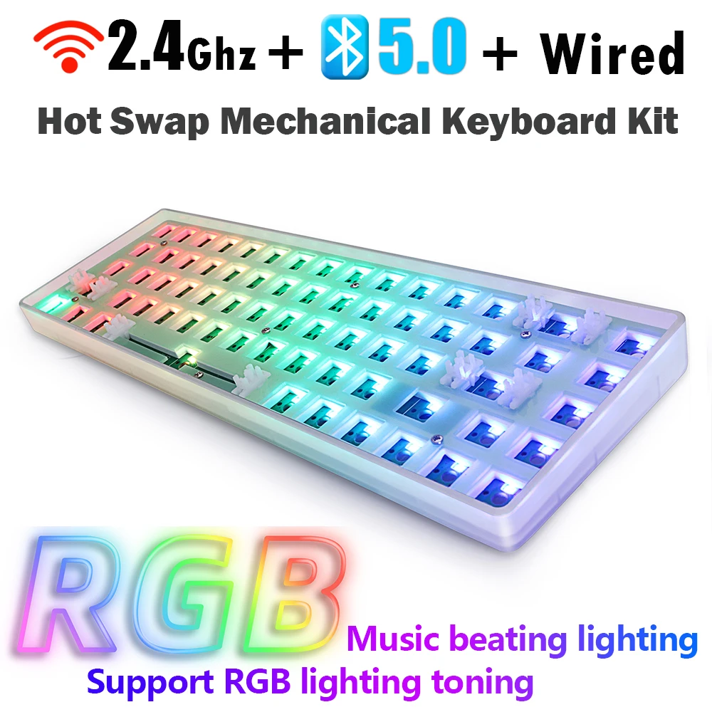Gks68 Hot Swap Customized Rgb Mechanical Keyboard Kit 2.4ghz Wireless ...