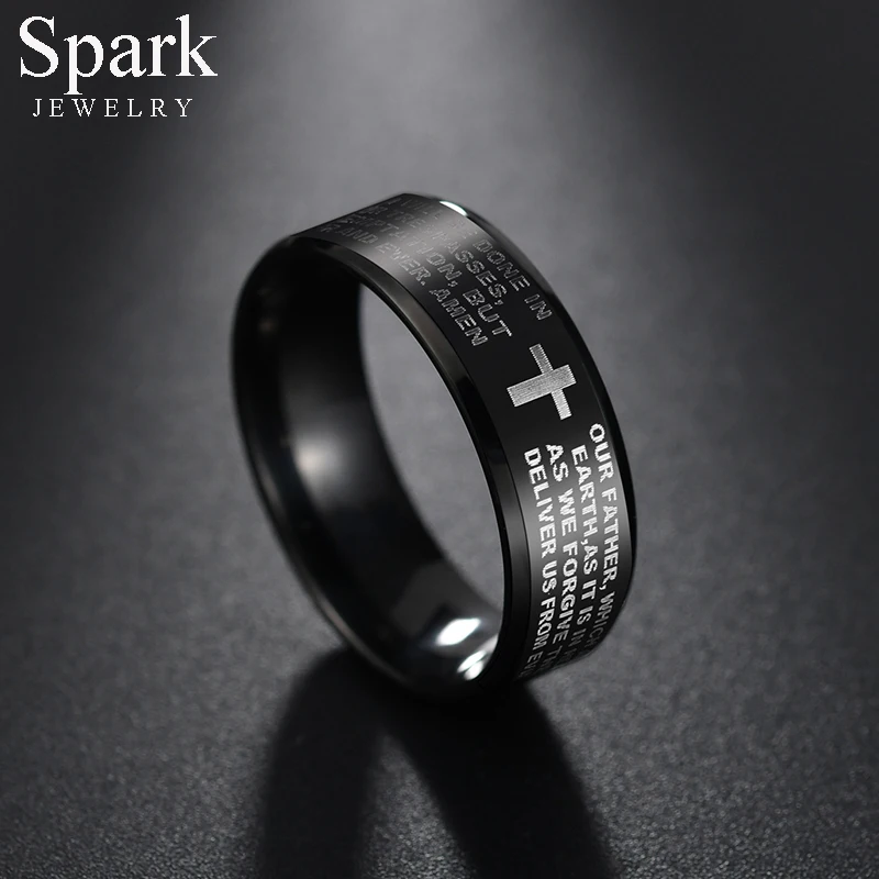 Spark-8MM-English-Classic-Style-Black-Color-Ring-For-Men-Stainless ...