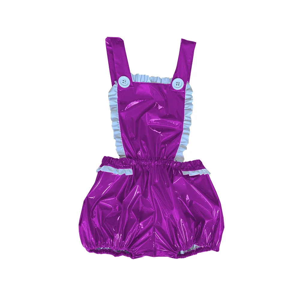 Adult-Baby-Sissy-ABDL-Rompers-Ruffle-Shiny-PVC-Backless-Sunsuit-French ...