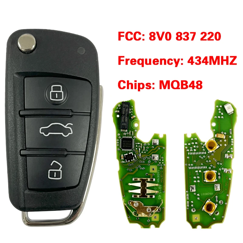 CN008034-PCB-Original-3-Button-Flip-Remote-Key-Control-Fob-433MHz ...