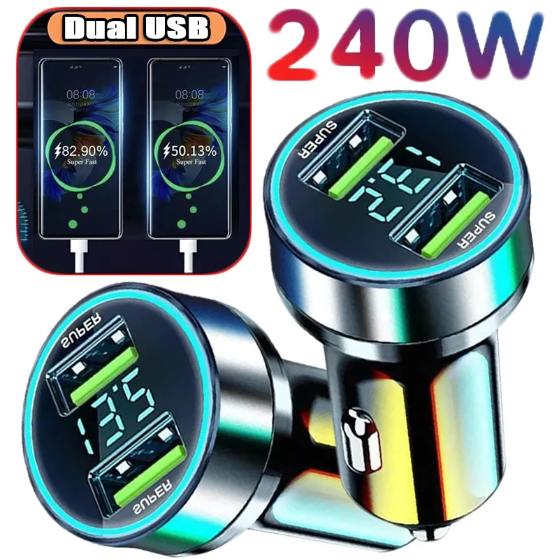 Car-Super-Charger-240W-Dual-Port-Fast-Charging-Quick-Charge-3-0-USB-Car ...