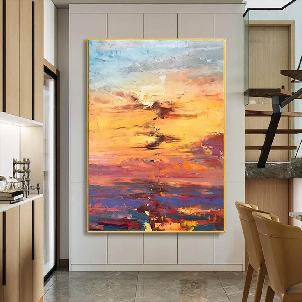100-Hand-Painted-Scenery-Acrylic-Canvas-Painting-Modern-Abstract-Sunset ...