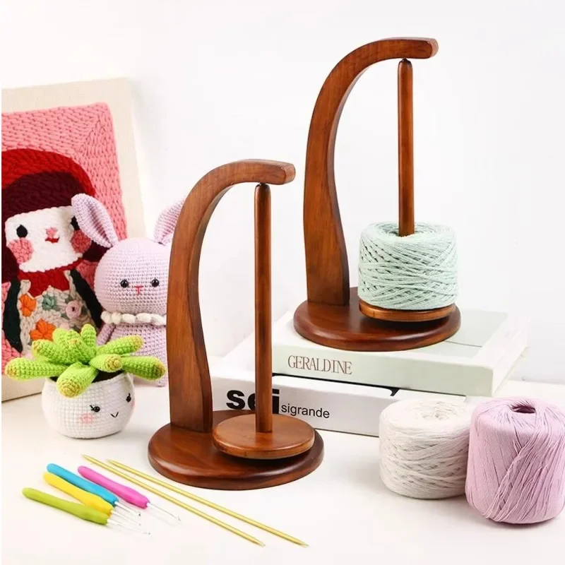 Wooden-Yarn-Holder-Spinning-Knitting-Tools-Crochet-Yarn-Holder-Rotating ...
