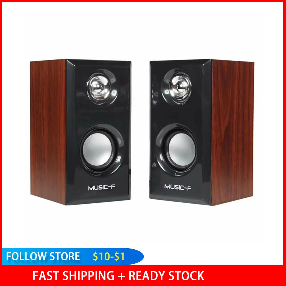 USB-Wired-Wood-Speakers-Bass-Stereo-Subwoofer-Sound-Box-3-5mm-AUX-Input ...