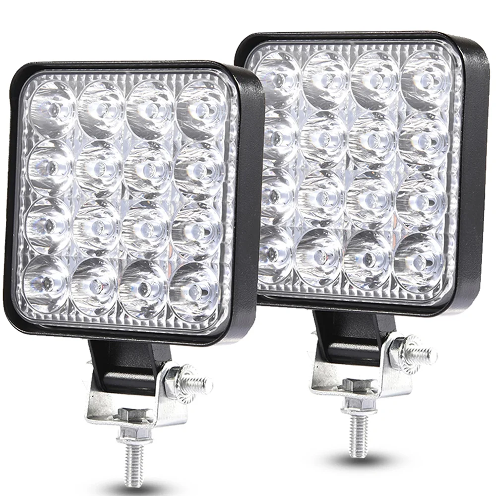 12V 24V Waterproof Led Work Light Bar Square Spotlight 48W Work Light ...