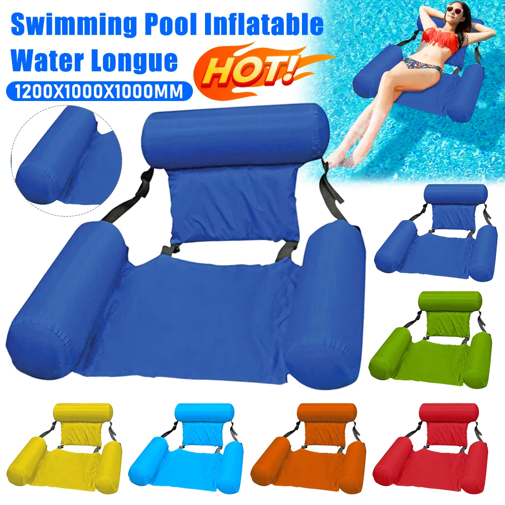 Inflatable Water Hammock Foldable Floating Water Mattresses Pool Lounge ...