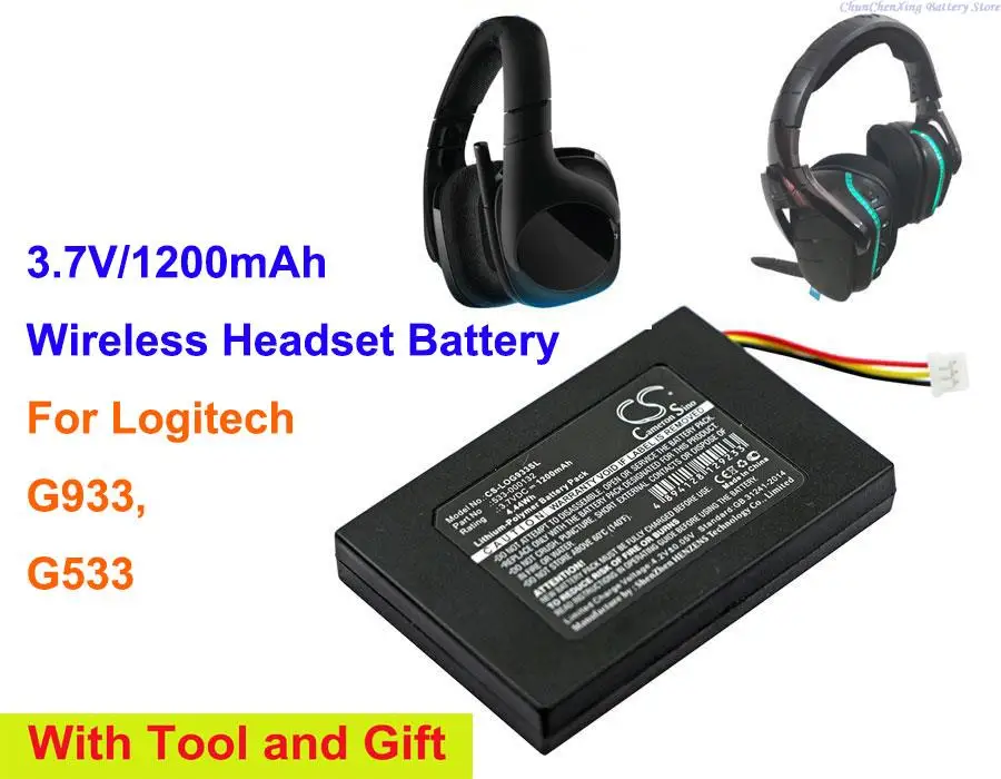 Cameron-Sino-1200mAh-Wireless-Headset-Battery-533-000132-for-Logitech ...