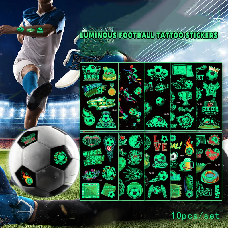 Football-Party-Decoration-Luminous-Tattoo-Stickers-Football-Theme ...