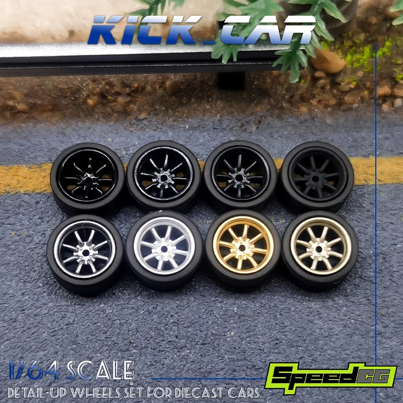 SpeedCG 1/64 ABS Wheels with RubberTire Type G Modified Parts Diameter 10mm For Racing Vehicle ...