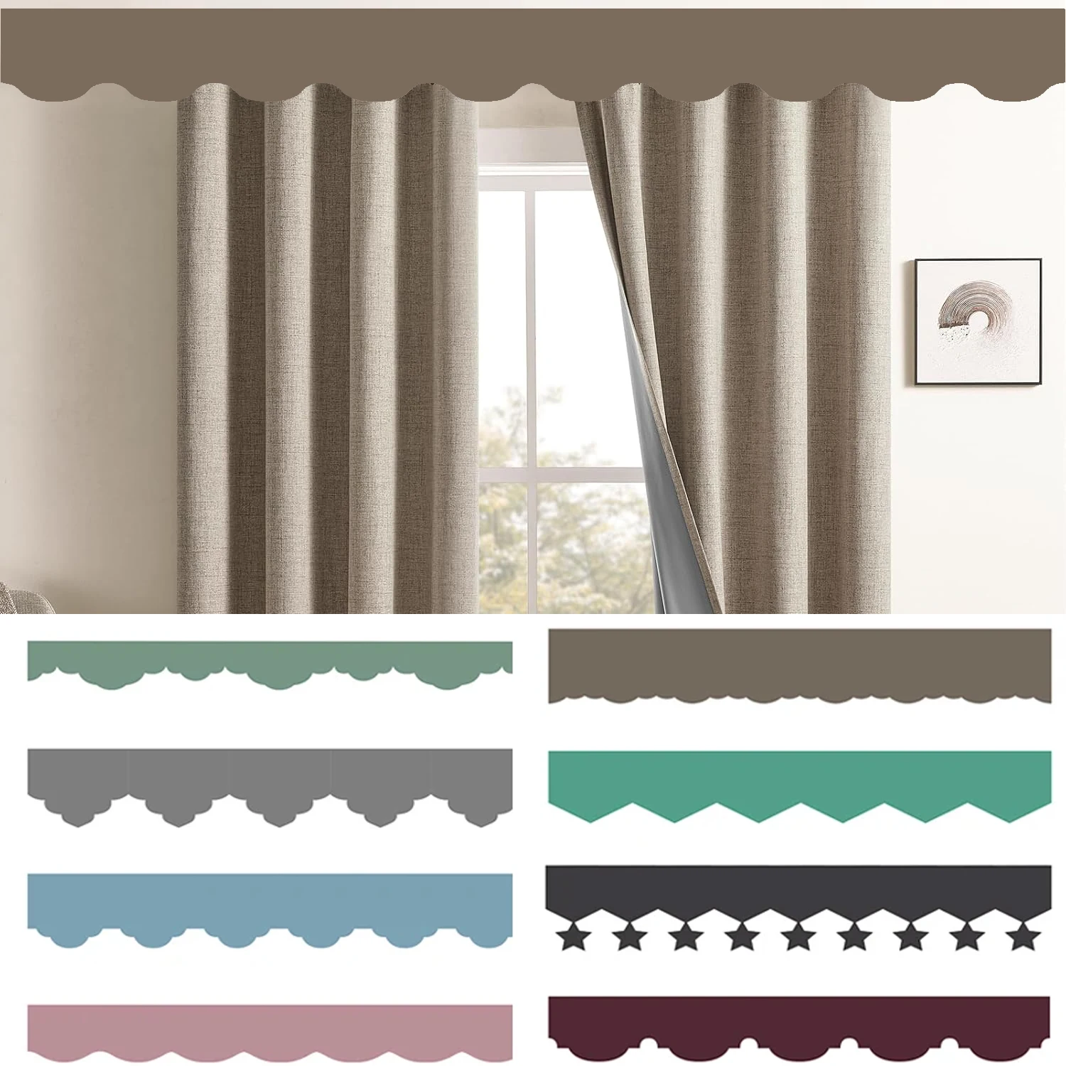 90% Blackout Window Curtains Valance Velcro Self-adhesive Banner Decor ...