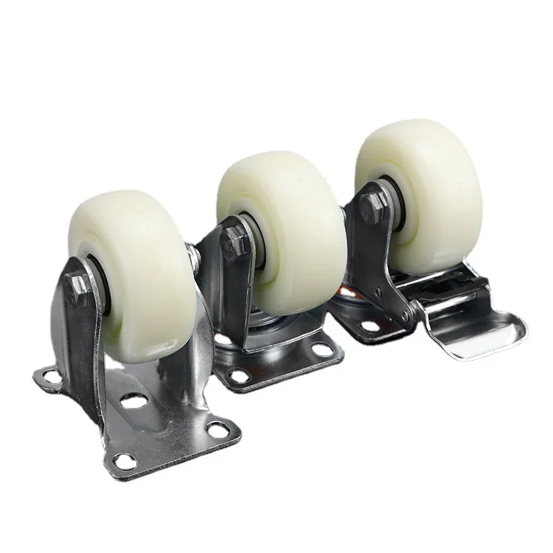 White-nylon-wheel-universal-wheel-with-brake-rotary-caster-3-4-5-inch ...