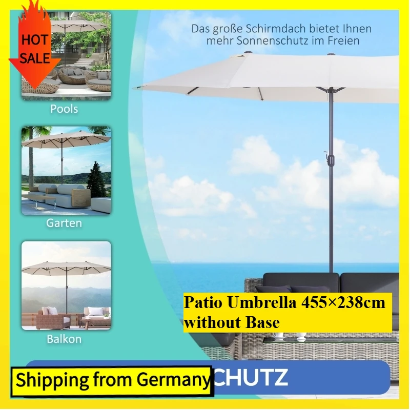 Comanlai Larage Patio Umbrella with Hand Crank,Double Parasol,Oval ...