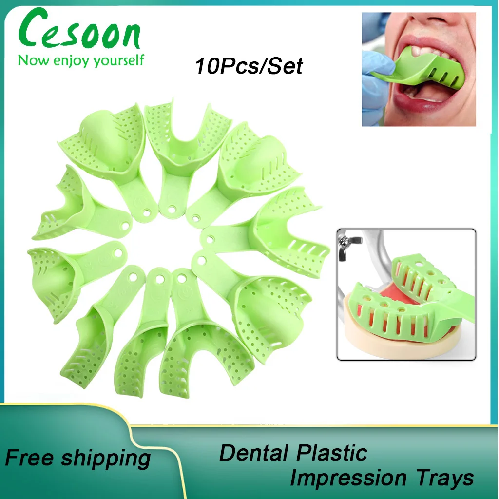 10Pcs-Set-Plastic-Dental-Impression-Tray-Without-Mesh-Perforated-Teeth ...