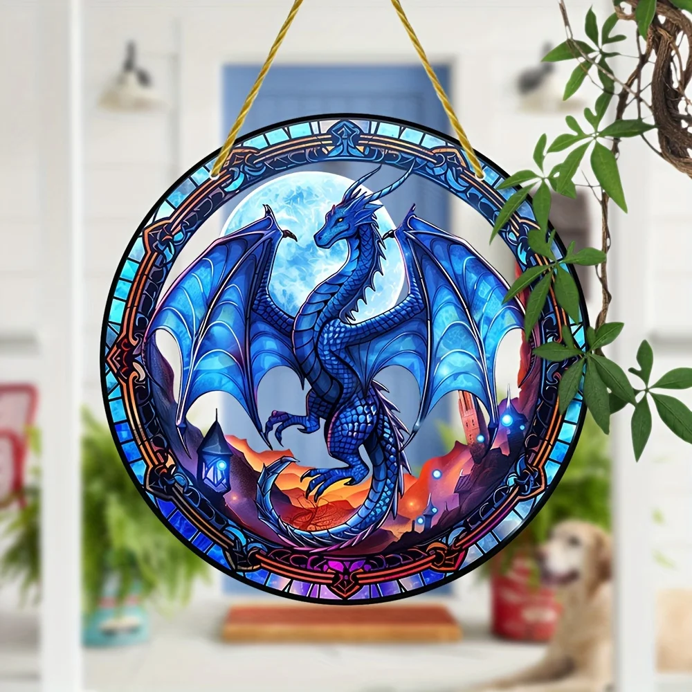 Blue-Ice-Dragon-Suncatcher-Acrylic-Translucent-Hanging-Sign-Round ...