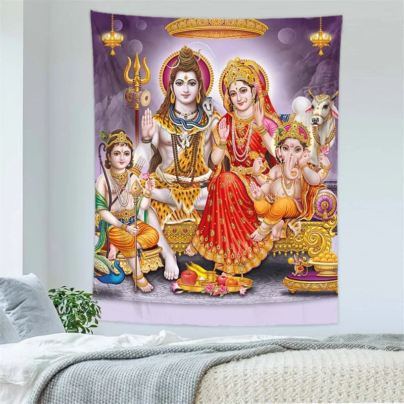 Bohemia-3D-Indian-God-Tapestry-Thailand-Shiva-Ganesha-Parvati-Buddhism ...