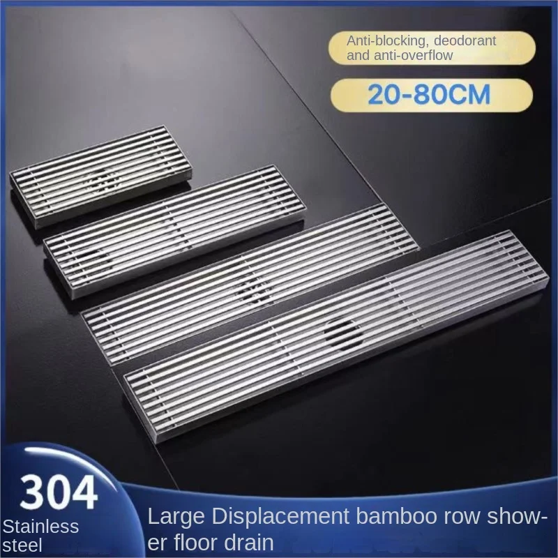 20-80CM-Long-Floor-Drain-Thickened-304-Stainless-Steel-Bathroom-Toilet ...