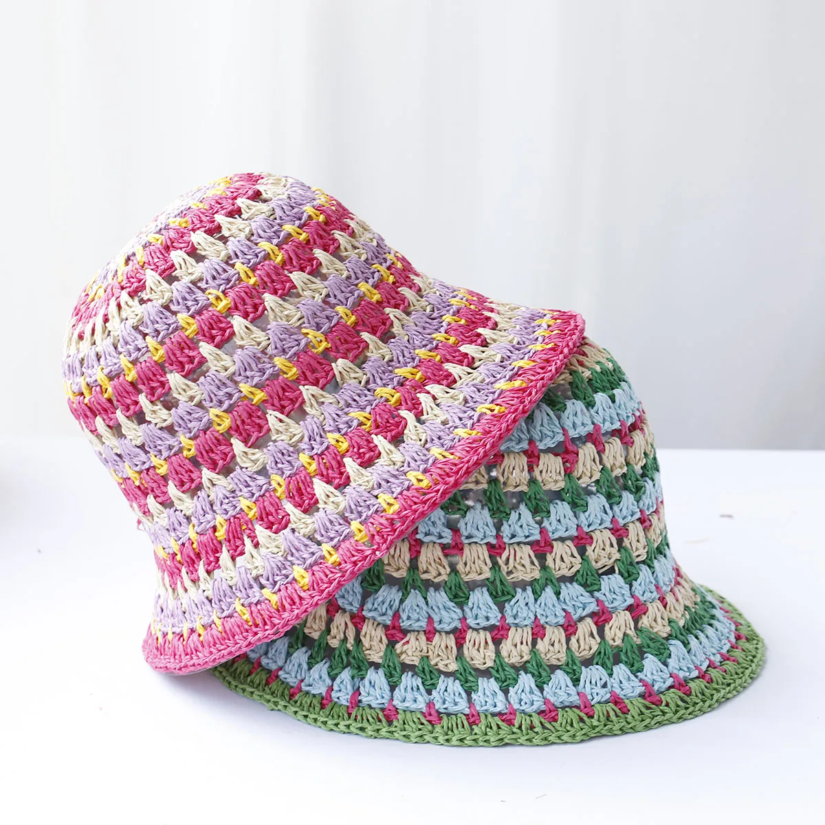 2024-New-fashion-Style-bucket-hat-Multicolor-Foldable-Sun-Crochet-Hat ...