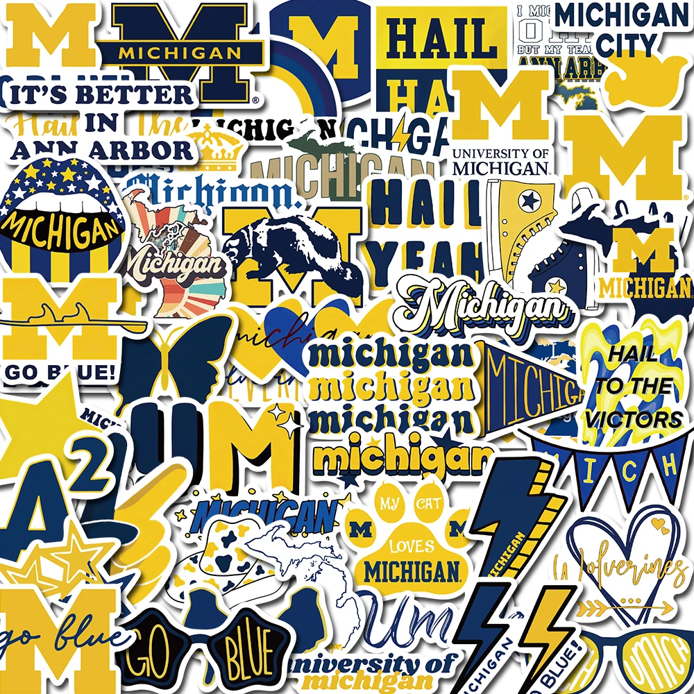 10/50PCS University of Michigan Stickers Vintage For School DIY ...