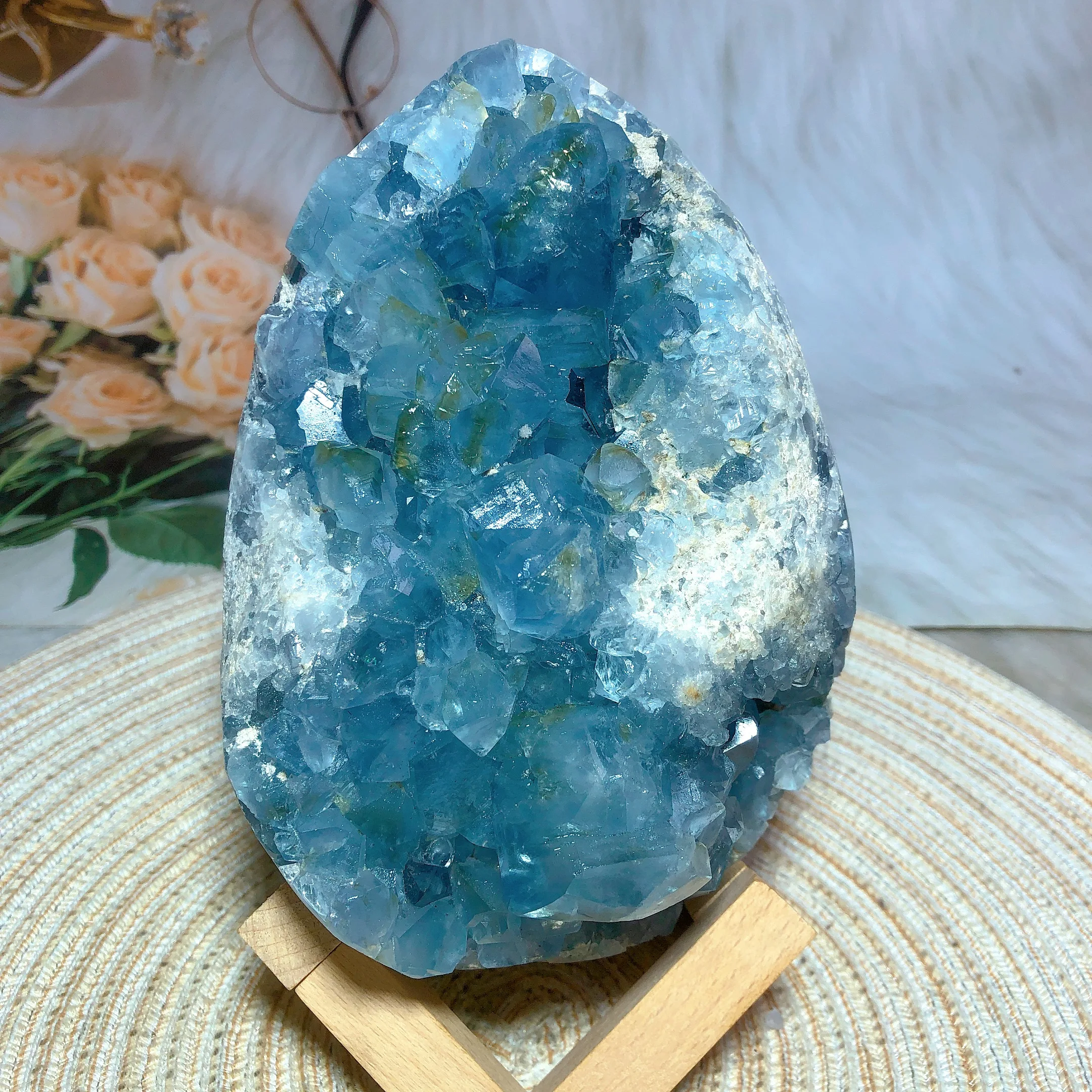 Natural-Crystal-Blue-Celestite-Big-Egg-Specimen-Geode-Raw-Stone-Cluster ...
