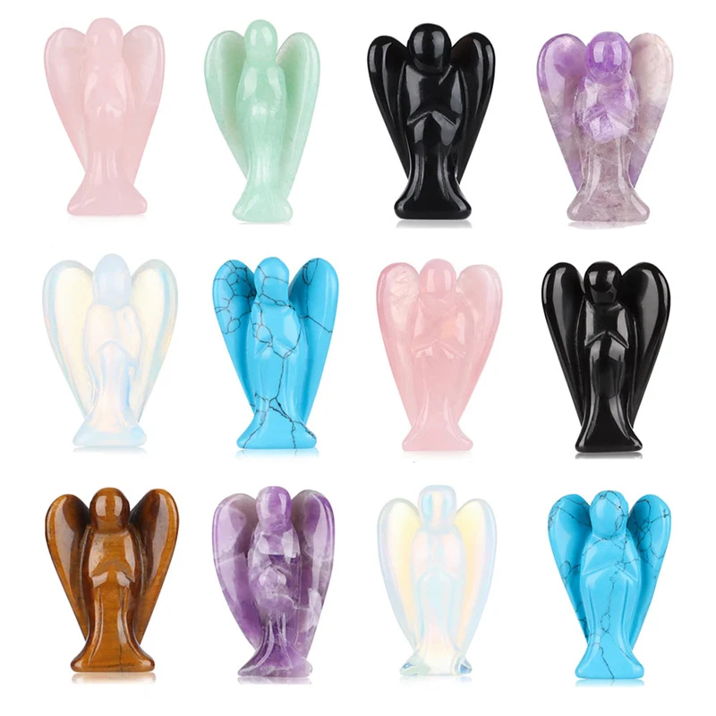 2-Natural-Crystal-Guardian-Angel-Carved-Craft-Home-Decor-Amethyst-Lucky ...