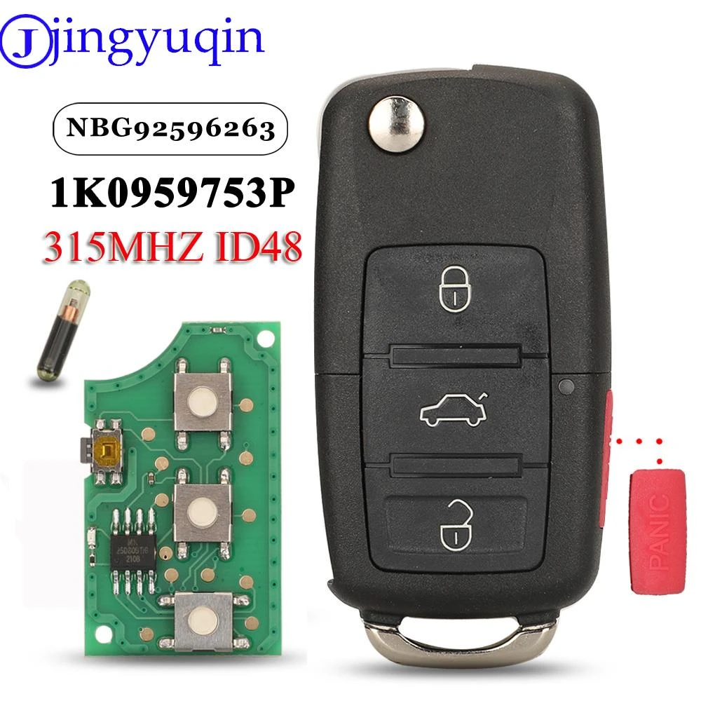 jingyuqin 1K0959753P Smart Remote Car Key Fob 315Mhz ID48 For VW Rabbit ...